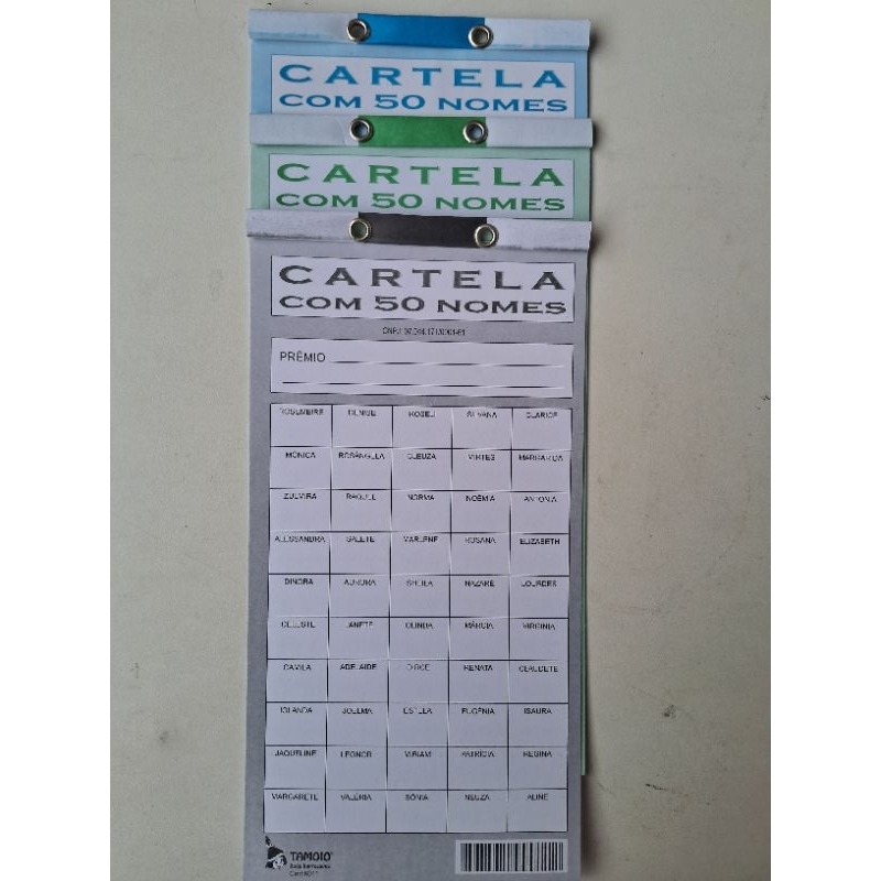 20 CARTELAS DE RIFA 50 NOMES | Shopee Brasil