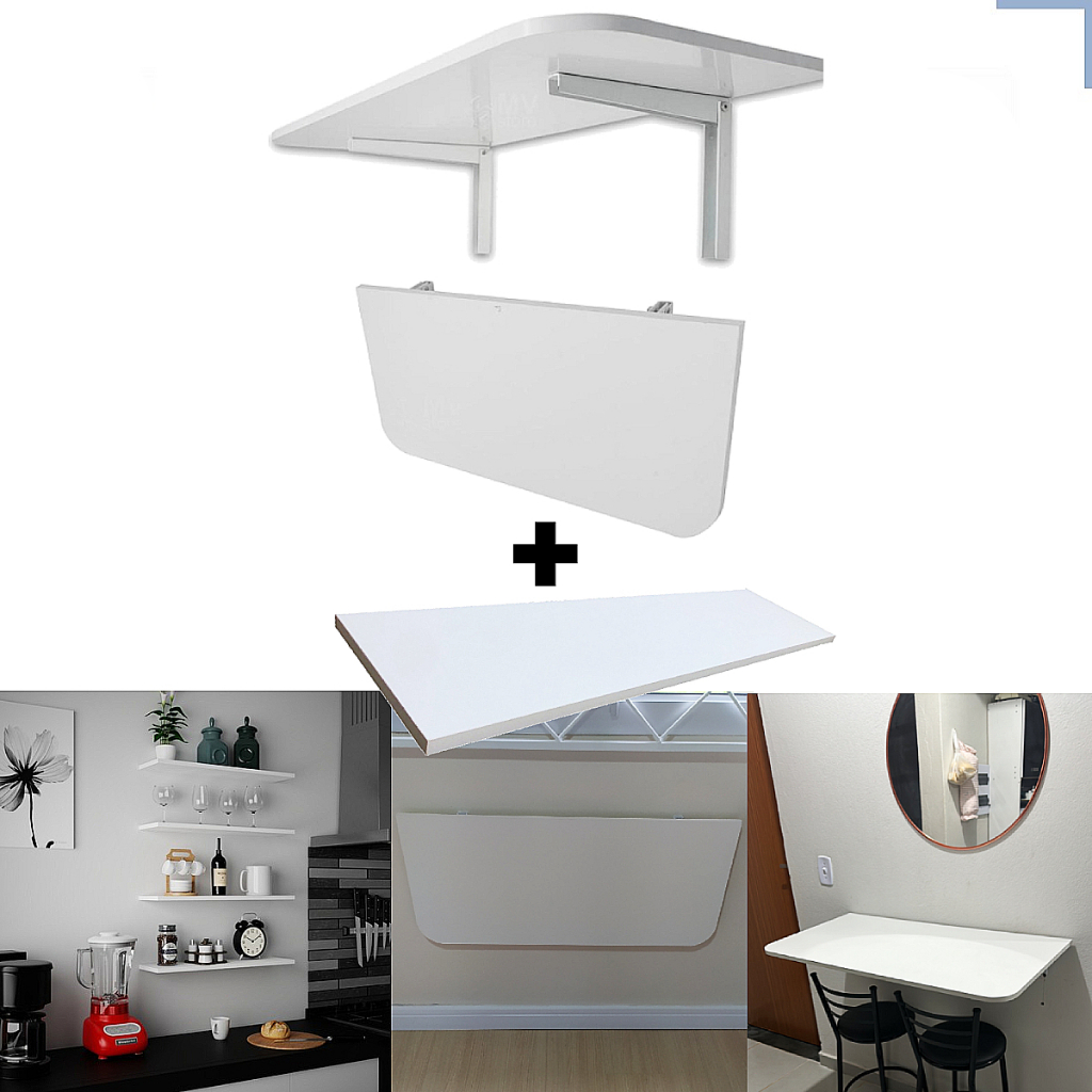 Kit Mesa Retrátil 90x40 De Parede + Prateleira Madeira MDF | Shopee Brasil