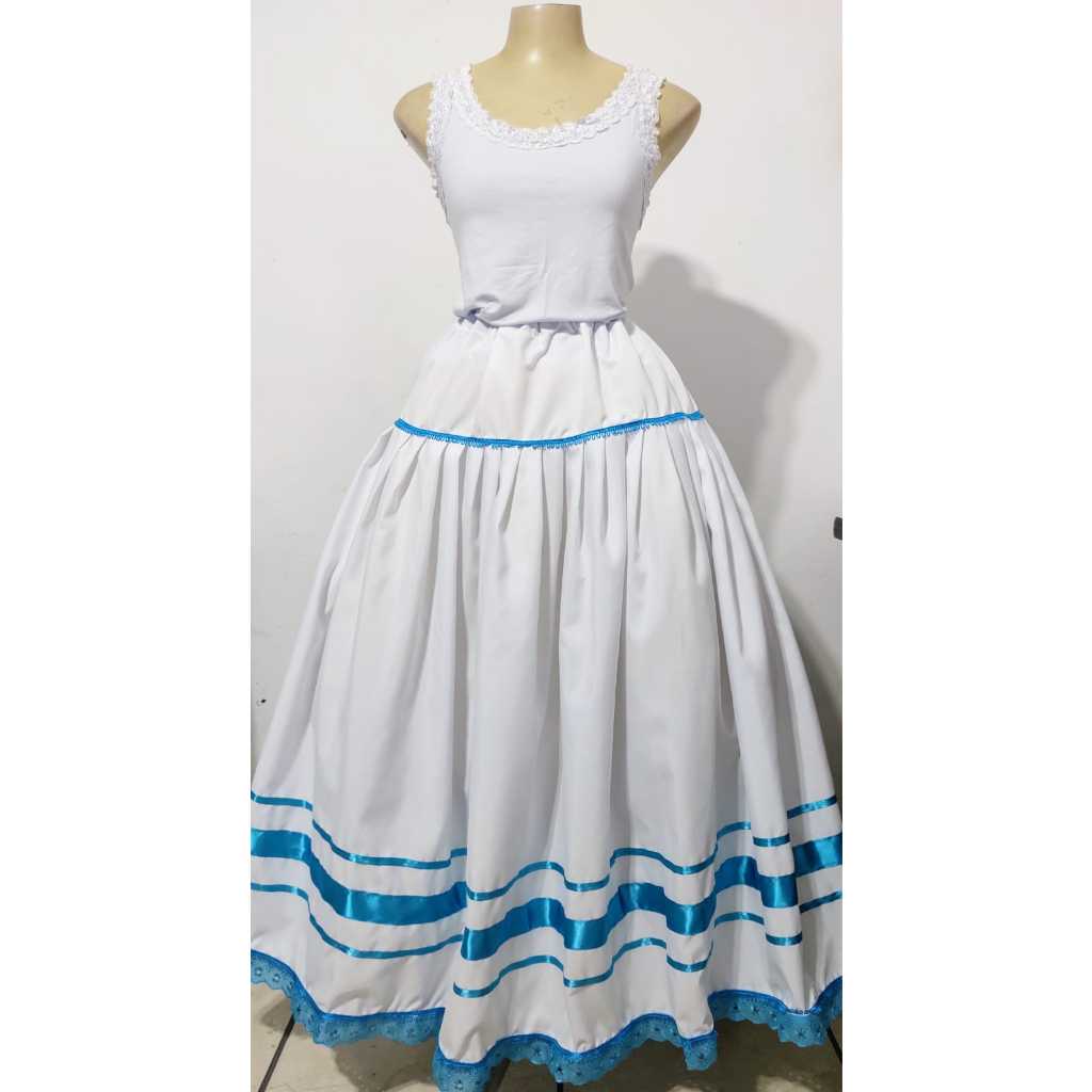 Saia Branca Azul Yemanja Odoya Umbanda Candomble Yao | Shopee Brasil