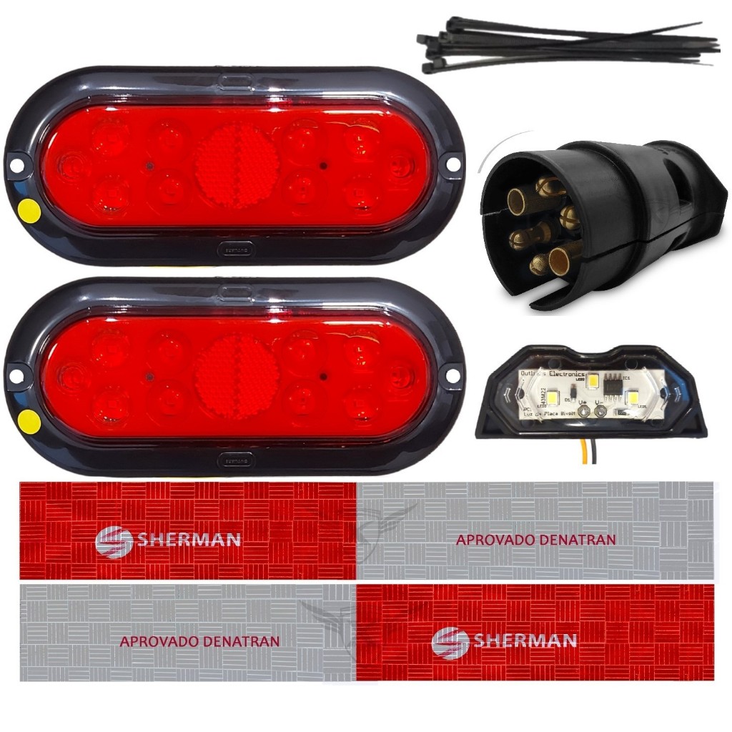 Kit Elétrico Reboque Carretinha Lanterna Canoinha Lâmpada Led Sem Cabo ...