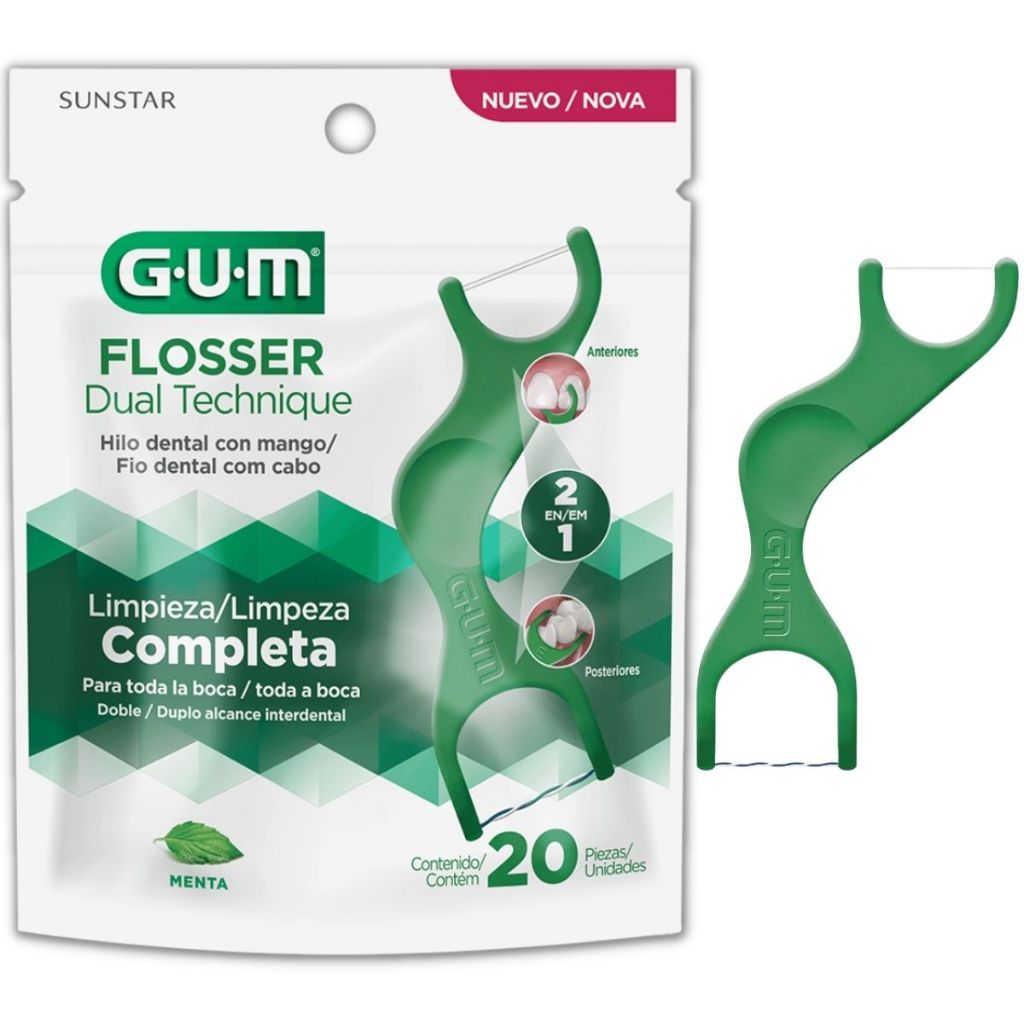Flosser Dual Technique 2 em 1 Fio Dental Com Cabo Sabor Menta 20 ...