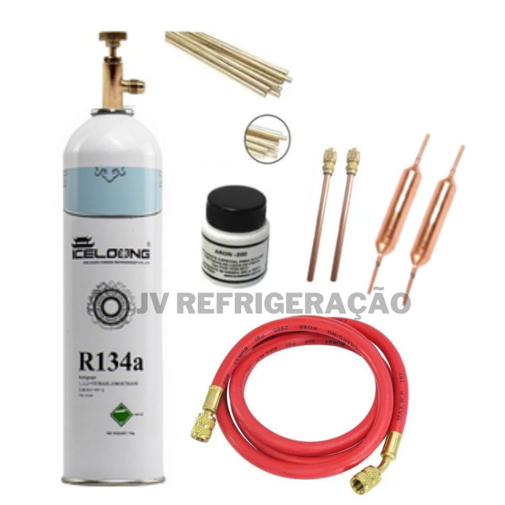 Kit Reparo Geladeira e Feezer Gás R134A Filtro, Válvula, Solda, Fluxo e ...