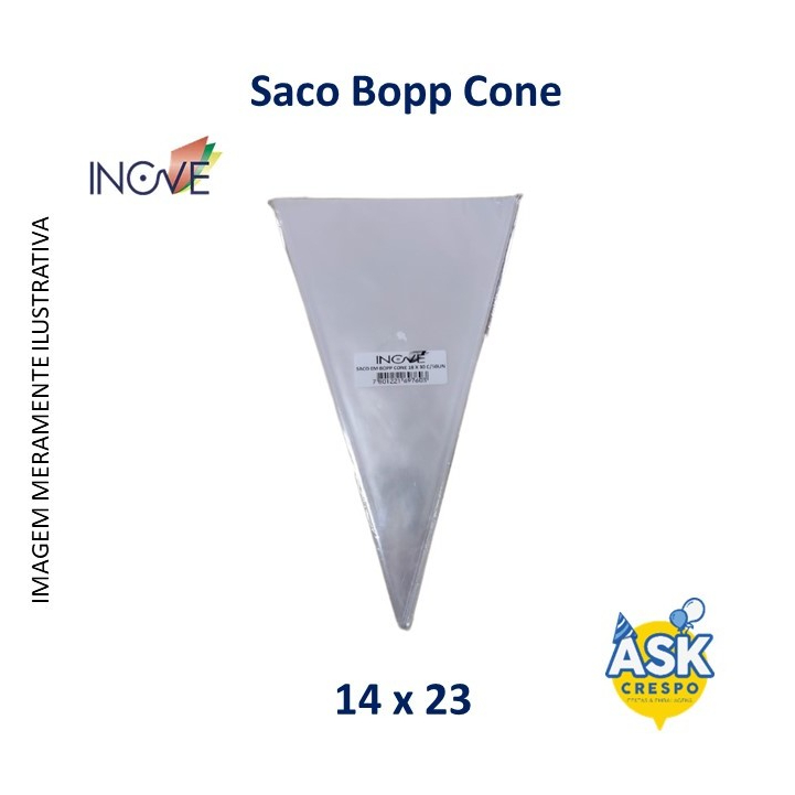 Saco em Bopp Cone Transparente 14 x 23 - Pacote com 50 unidades | Shopee Brasil
