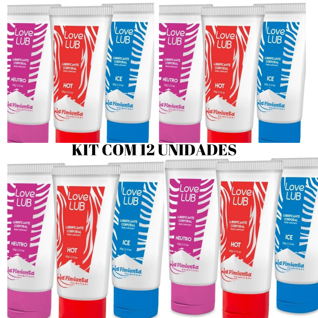 Kit com 12 Lubrificantes A base de agua Love Lub 60 gr - Sex Shop ...