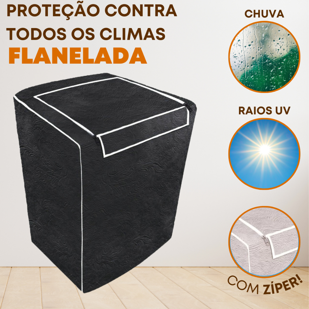 Capa Máquina de Lavar Impermeável Flanelada 7kg 8kg 9kg 10kg 11kg 12kg 13kg 14kg 15kg 16kg 17kg ...