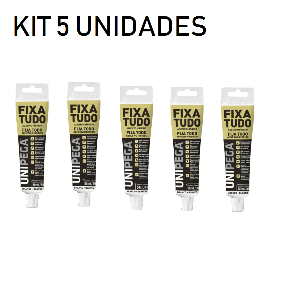 Kit Com 5 Colas Fixa Tudo Em Bisnaga Silicone Uso Geral 80 g | Shopee ...