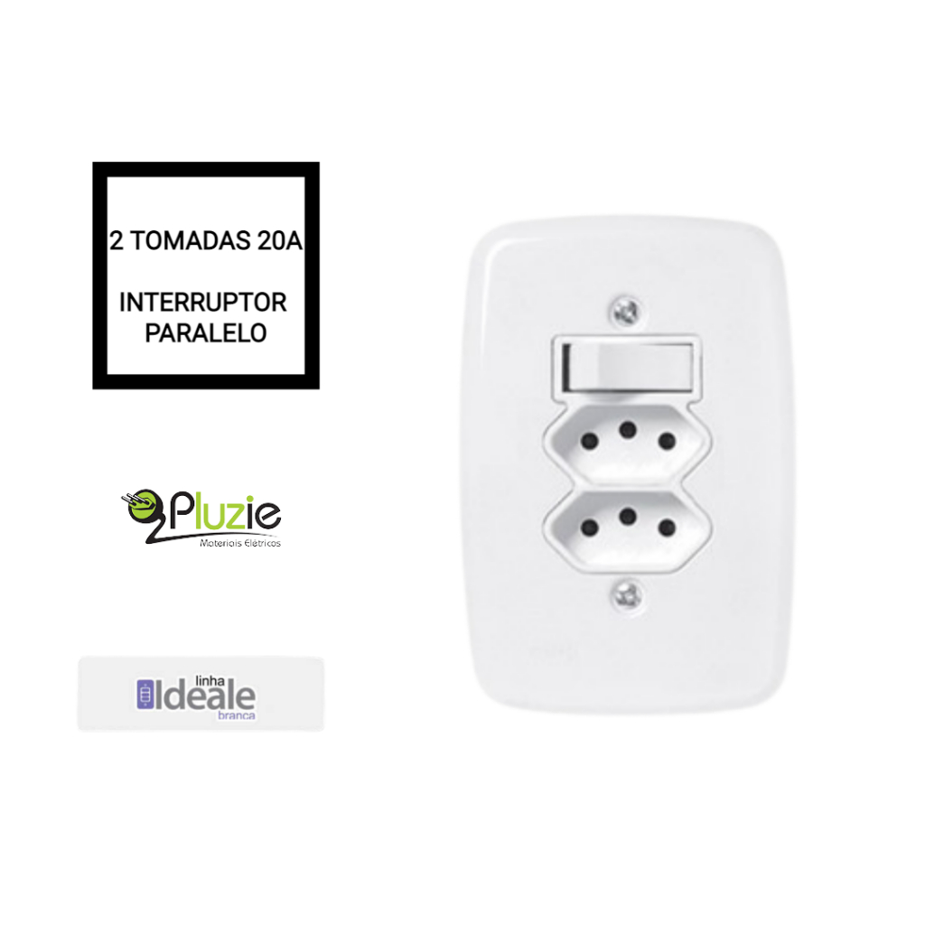 Interruptor Apagador Paralelo Three Way e tomada dupla 20A 250v Pluzie ... Interruptor Apagador Paralelo Three Way e tomada dupla 20A 250v Pluzie ...