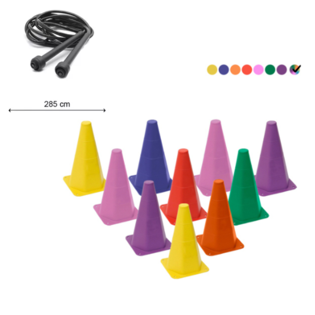 Kit Agilidade Funcional 10 Cones Demarcatorios + 01 Corda Speed Roper Pvc Academia Corda de ...