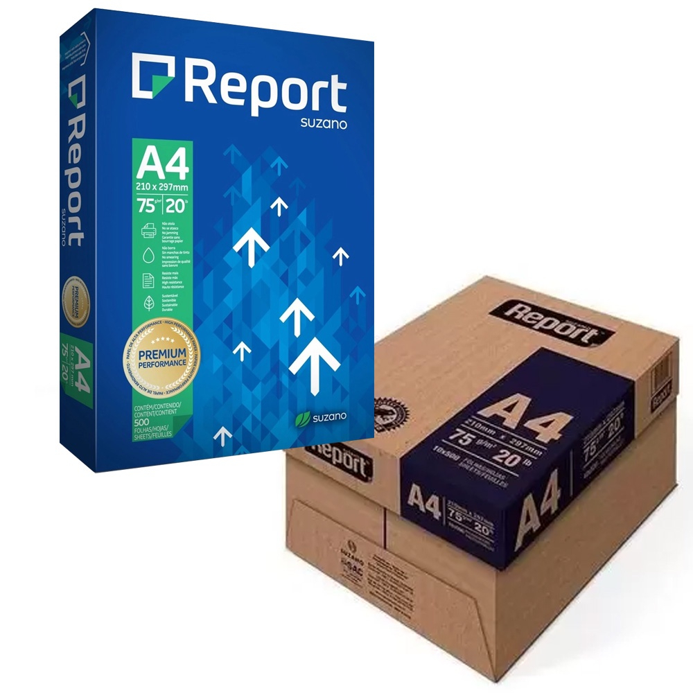 Papel Sulfite Oficio A4 Premium Resma Branca Com 500 Folhas 75g Report | Shopee Brasil
