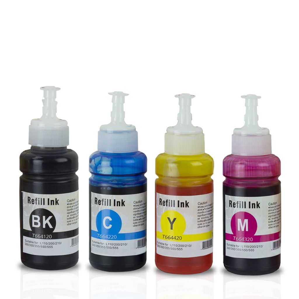 Kit com 04 Cores Refil de Tintas Para uso em Epson 664 Para L355 L365 ...