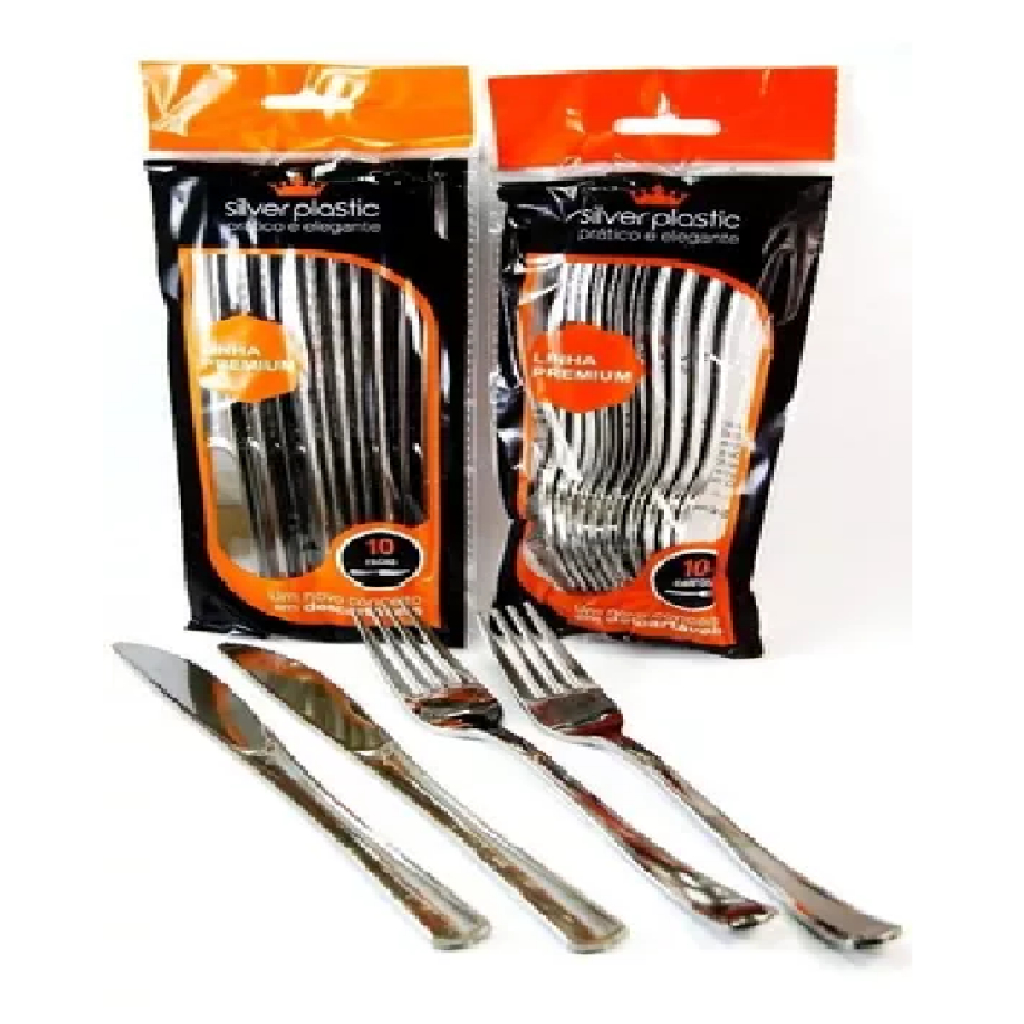 KIT Talher Descartável De Luxo Premium 80 Unid Prata | Shopee Brasil