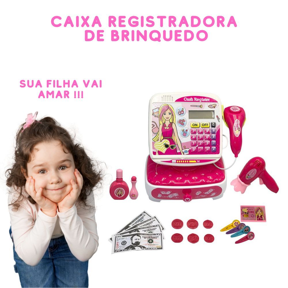 Caixa Registradora de Brinquedo Com Visor Digital da Barbie Brinquedo ...