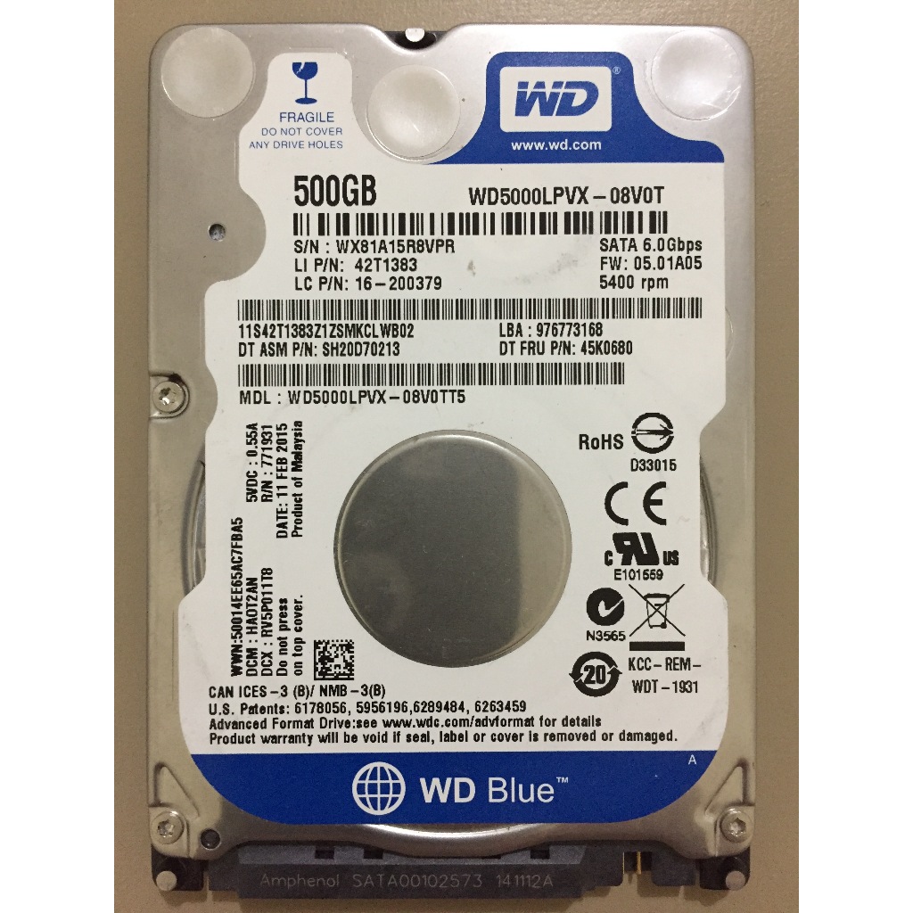 HD interno Western Digital WD5000LPVX 500GB azul | Shopee Brasil