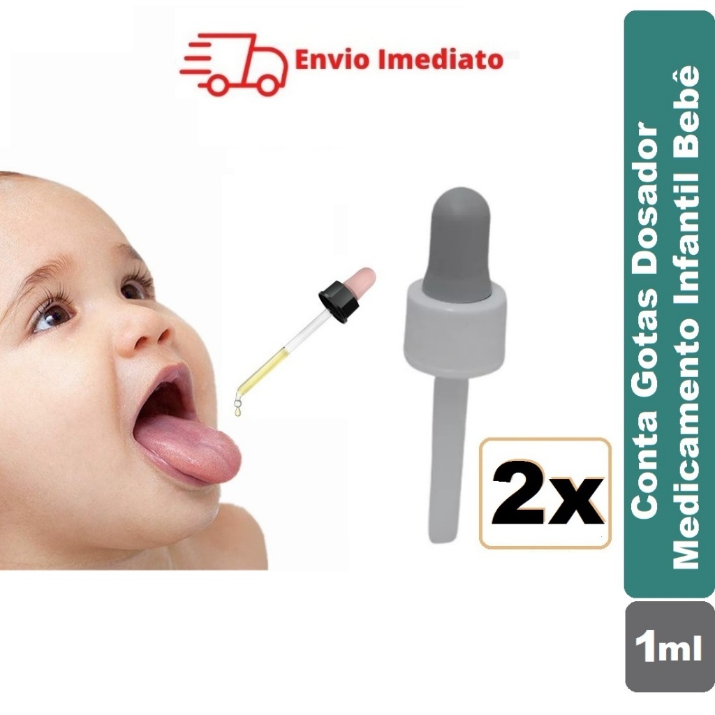 Conta Gotas 2 Dosador Para Medicamento/Remédio Infantil Bebês - Lavável ...