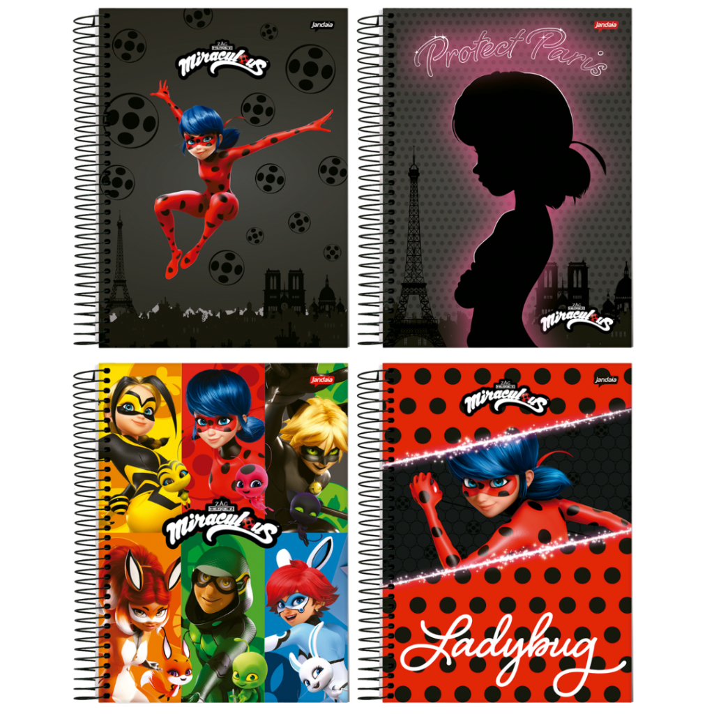 CADERNO MIRACULOS LADYBUG CAT NOIR 1 MATERIA 80 FOLHAS | Shopee Brasil