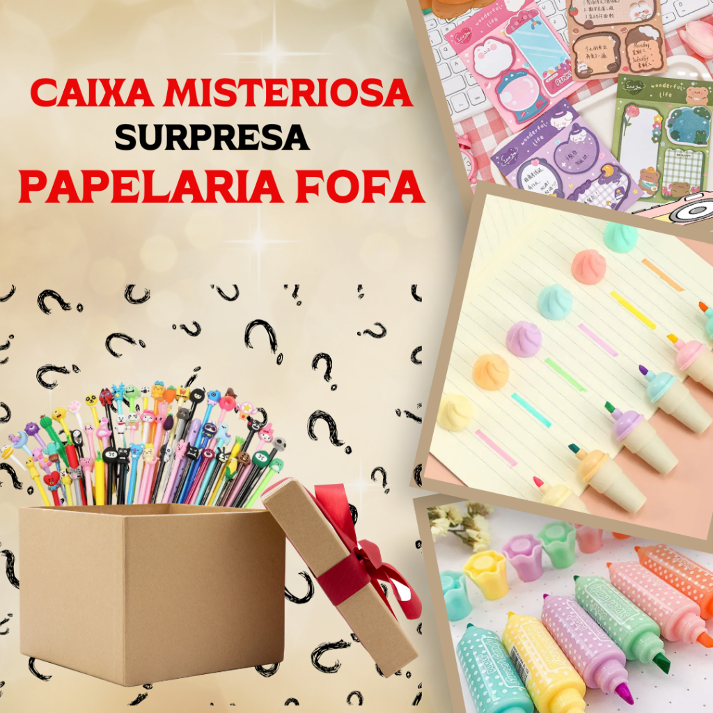 Box Surpresa Papelaria Fofa Com Marca Texto Fofo | Shopee Brasil