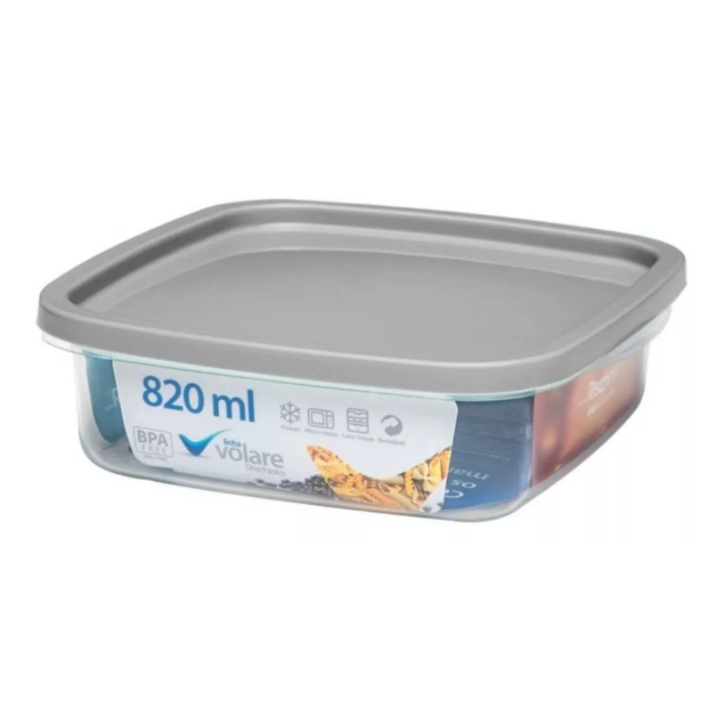 Pote Vasilha Hermético Quadrado Com Tampa 820ml Linha Volare Cozinha ...