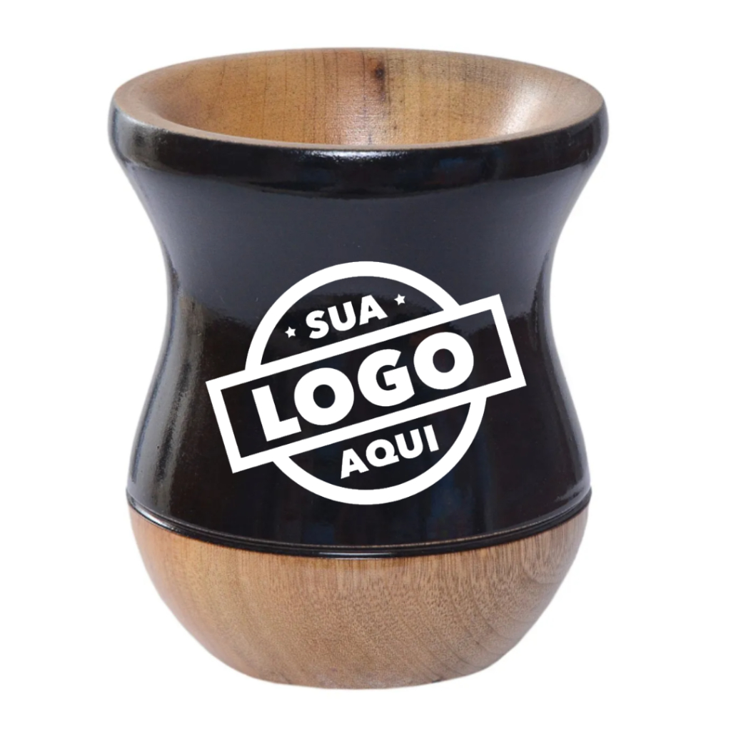 Cuia Premium Preta Personalizada com Logo | Shopee Brasil