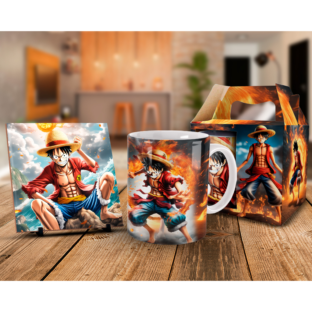 Caneca + Kit Luffy One Piece com Nome | Shopee Brasil