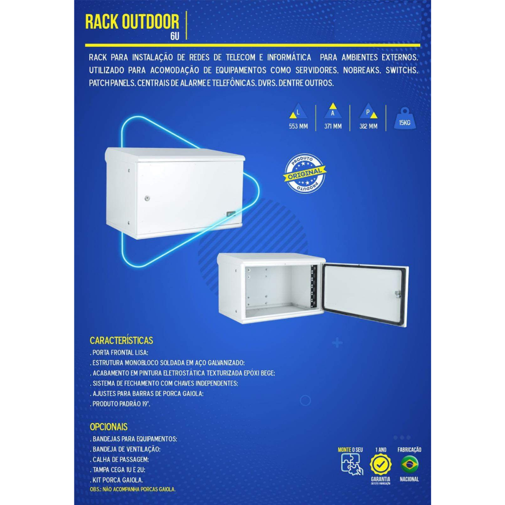 Rack Outdoor 6U com 19 polegadas para Telecom e CFTV | Shopee Brasil