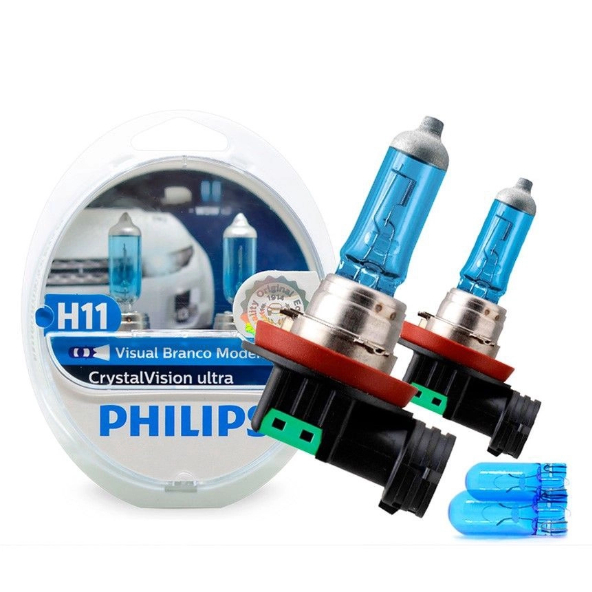 Lampada Philips Crystal Vision Ultra h8 ou H11 55w 12v + Pingo | Shopee ...