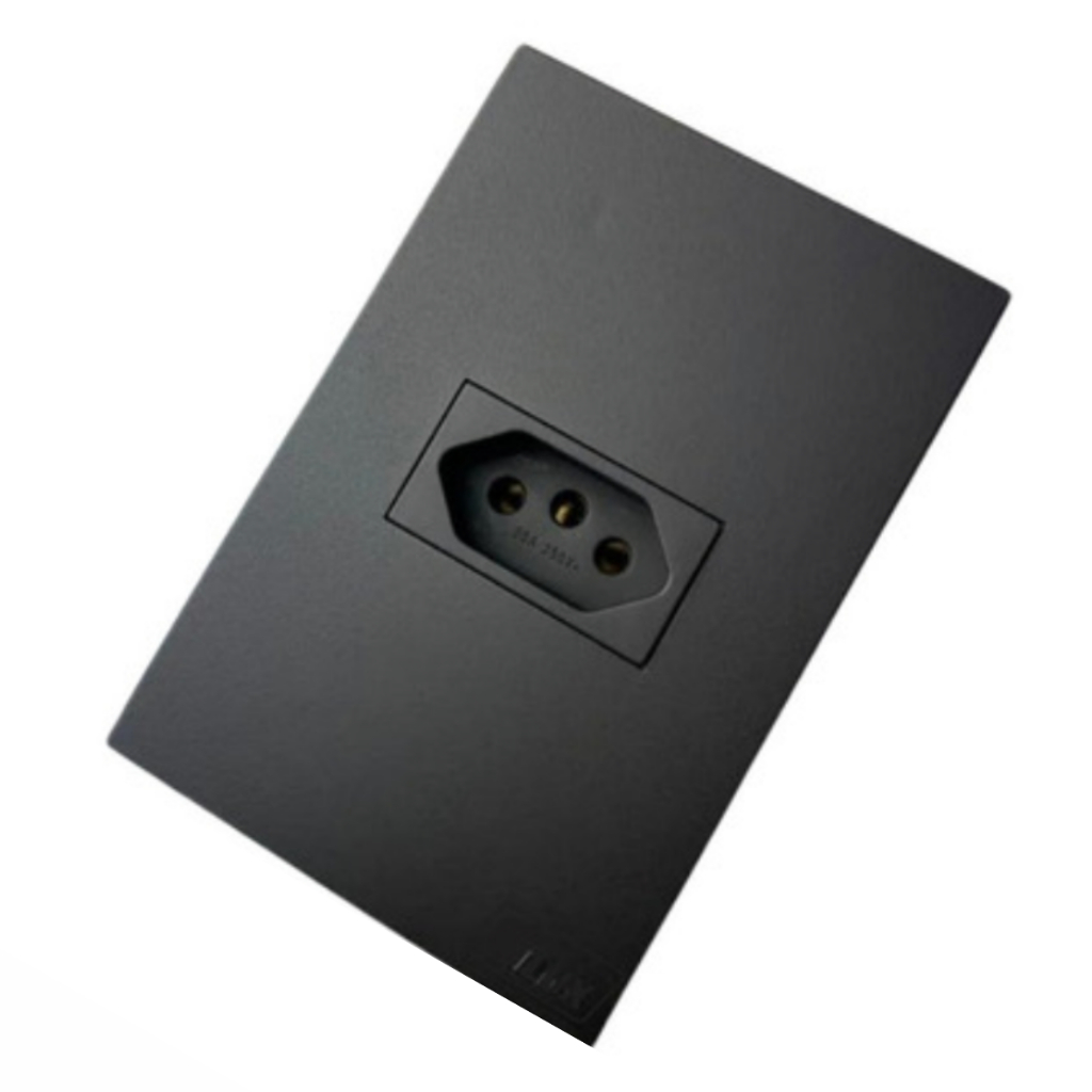 Tomada 10A 20A Interruptor Simples Paralelo Conjunto 4x2 Blux Recta Preto Fosco + Fácil ...