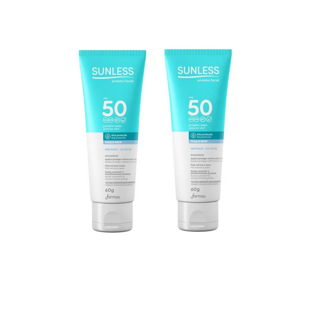 Protetor Facial Fps50 Sem Cor Sunless 60g ( Kit c/2 unidades ) - Envio ...