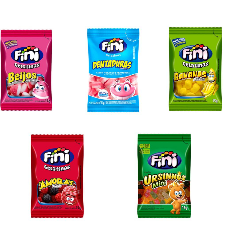 Kit Com 60 Pacotes Bala Fini Sabores Variados Gelatinas Balinhas ...