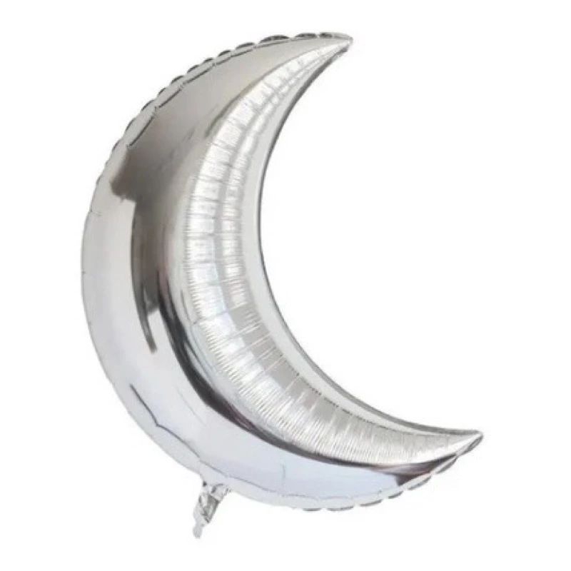 KIT 2 BALÕES METALIZADO, FORMATO LUA UM DOURADO E UM PRATA, BALÃO FESTA ...