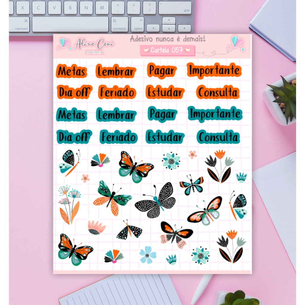 Cartela de adesivos n 057 - Adesivo para planejamento em bujo, bullet ...