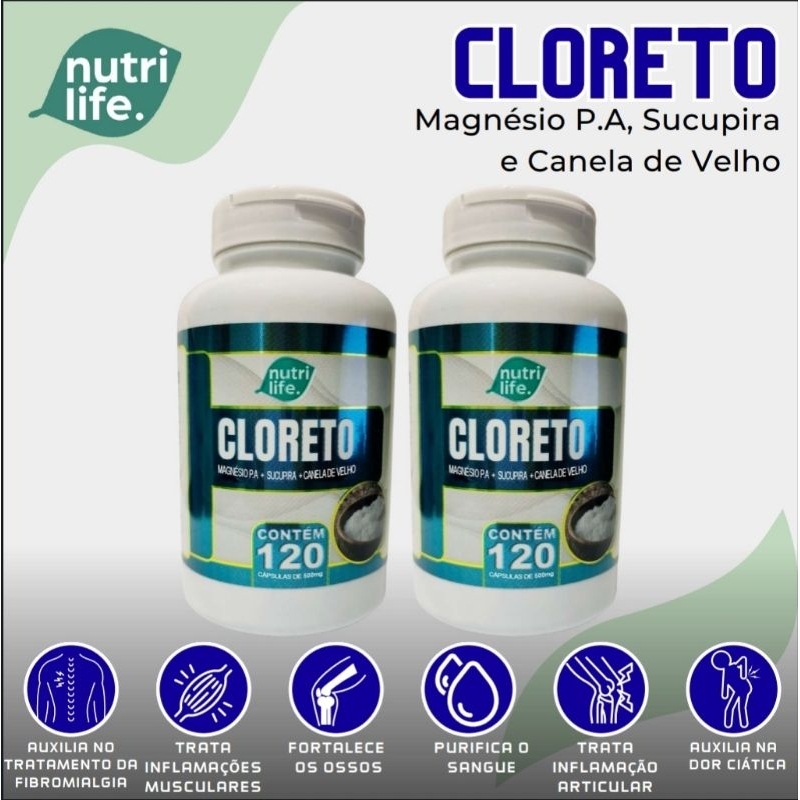 COMBO 2UND Cloreto-de-magnésio P.A + Sucupira e canela de velho 120 capsulas cada (frasco ...