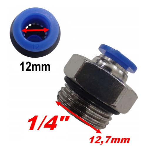 Conexão Pneumática Instantânea - reta macho - Conector Acoplador Engate rápido Rosca BSP ...