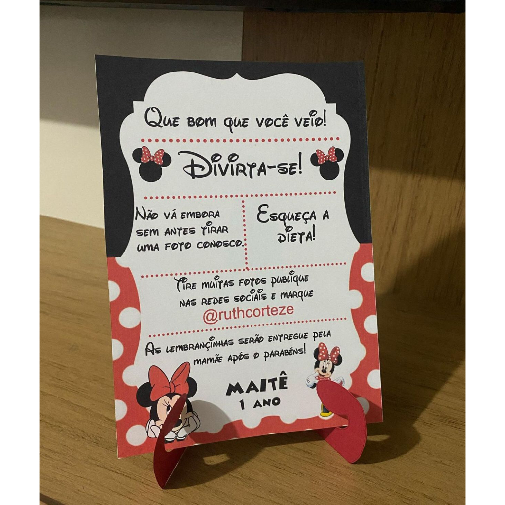 RECADO DE MESA FESTA INFANTIL MINNIE VERMELHA. | Shopee Brasil