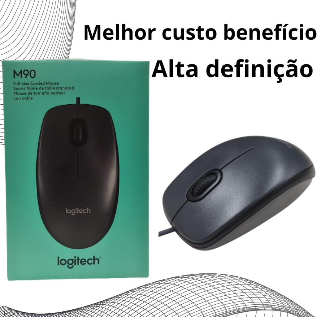 Mouse Logitech 1000 DPI PRONTA ENTREGA Com Fio Usb Preto Original ...