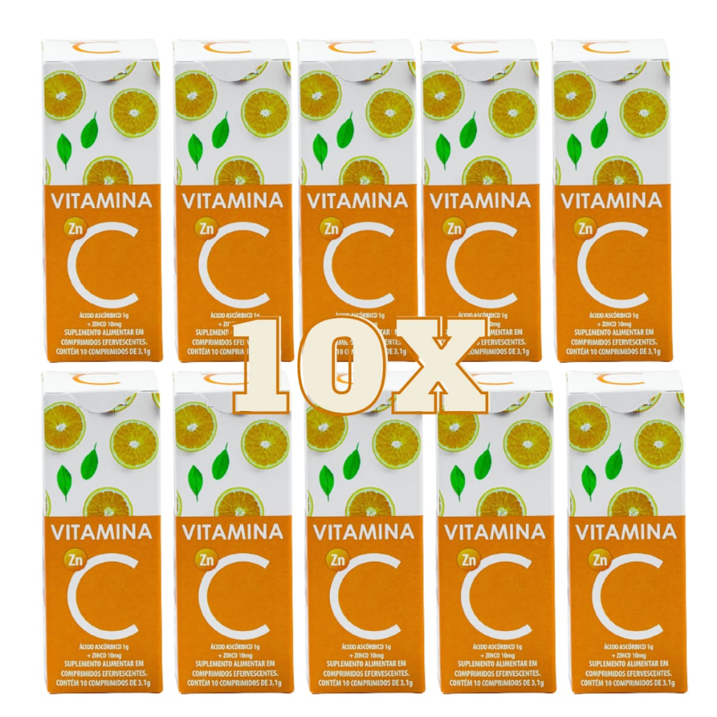 Combo Vitamina C Efervescente Kit 10 tubos com 10 comprimidos ...