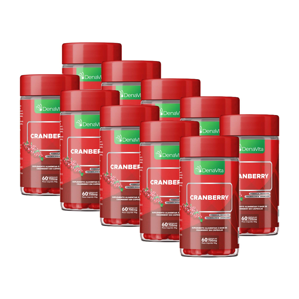 Kit 10x Cranberry Concentrado, 700mg, Fonte de Antioxidante, Fibras e ...