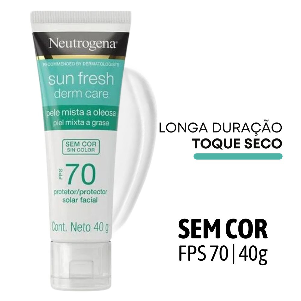 Filtro Solar Facial FPS 70 Sem Cor Sunfresh Oil Free Toque Seco Ação ...