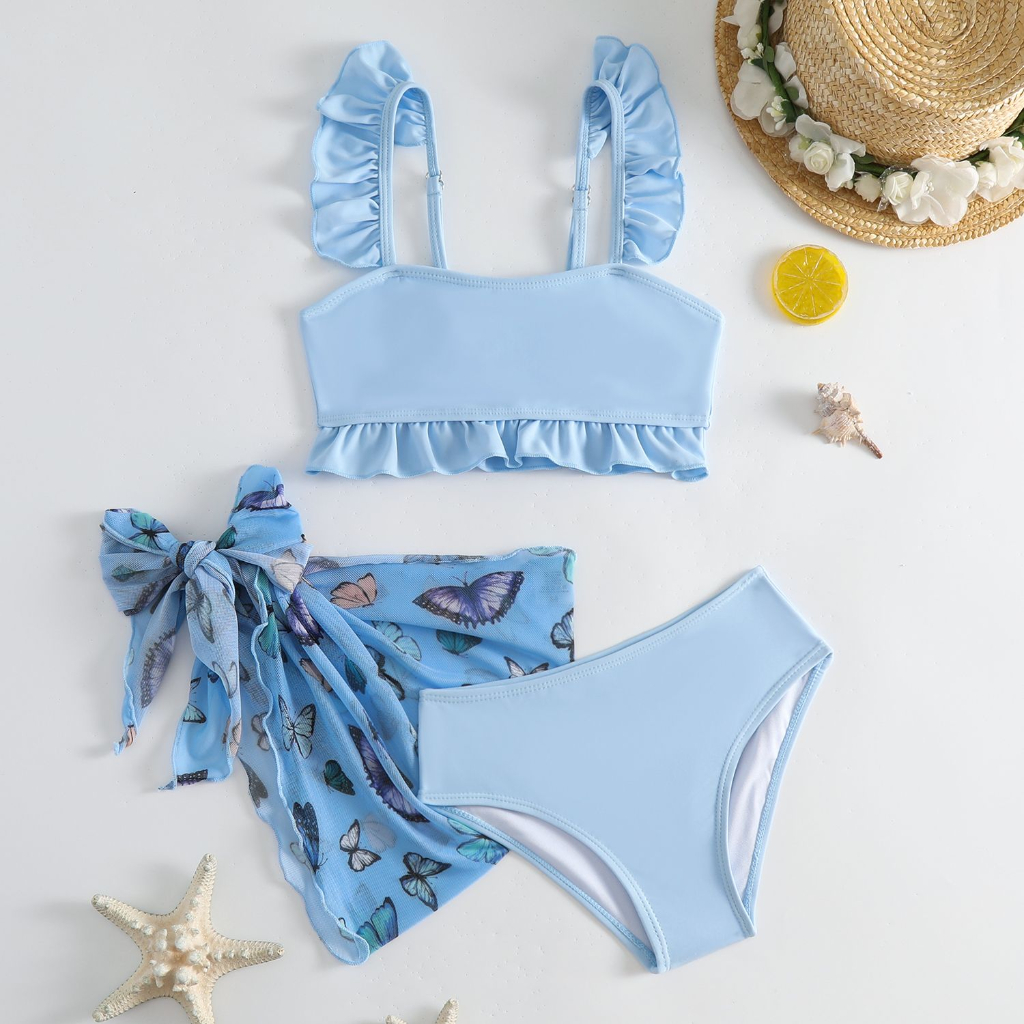 Conjunto de Biquini Infantil Menina com Saia Canga 3pç CORES E/OU ...