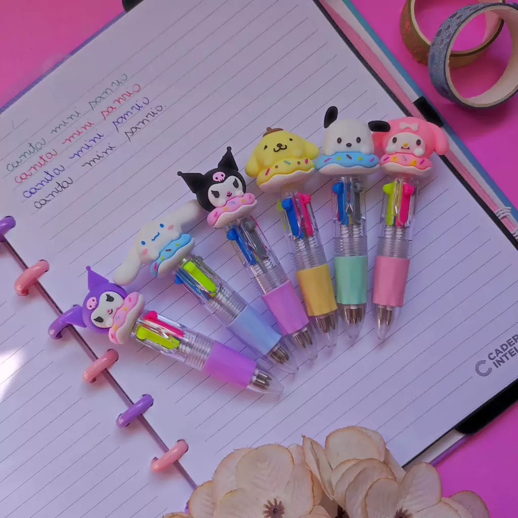 Mini Caneta Esferográfica 4 cores Sanrio | Shopee Brasil