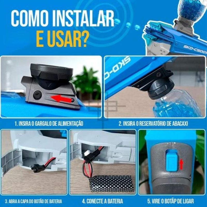 SKD BLASTER ORIGINAL KIT LANÇADOR ELETRICO DE GEL + 10MIL BOLINHAS DE ...