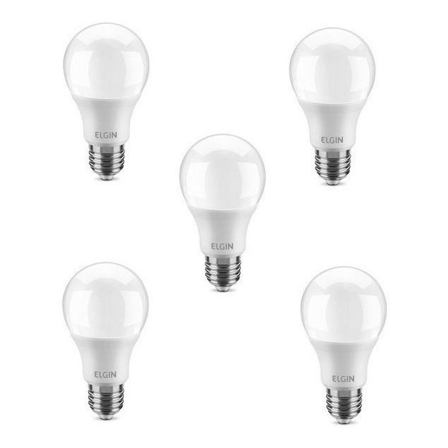 Kit 5 Lâmpadas Led Bulbo 15w E27 Branco Frio Inmetro Elgin | Shopee Brasil