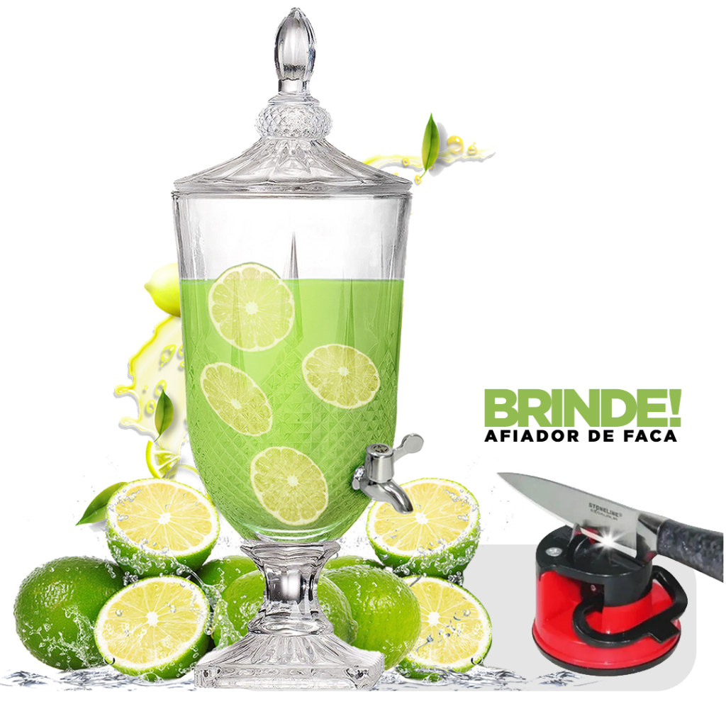 Suqueira De Vidro 5 Litros Com Torneira para Suco Agua Saborizada ...