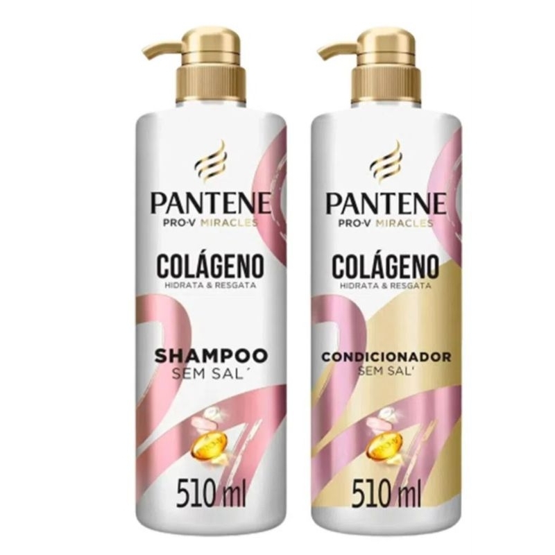 Kit Pantene Shampoo Colágeno 510ml + Condicionador Colágeno 510ml | Shopee Brasil