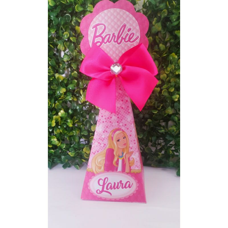 Caixa Pirâmide/Cone personalizada Barbie Lembrança Festa Infantil ...