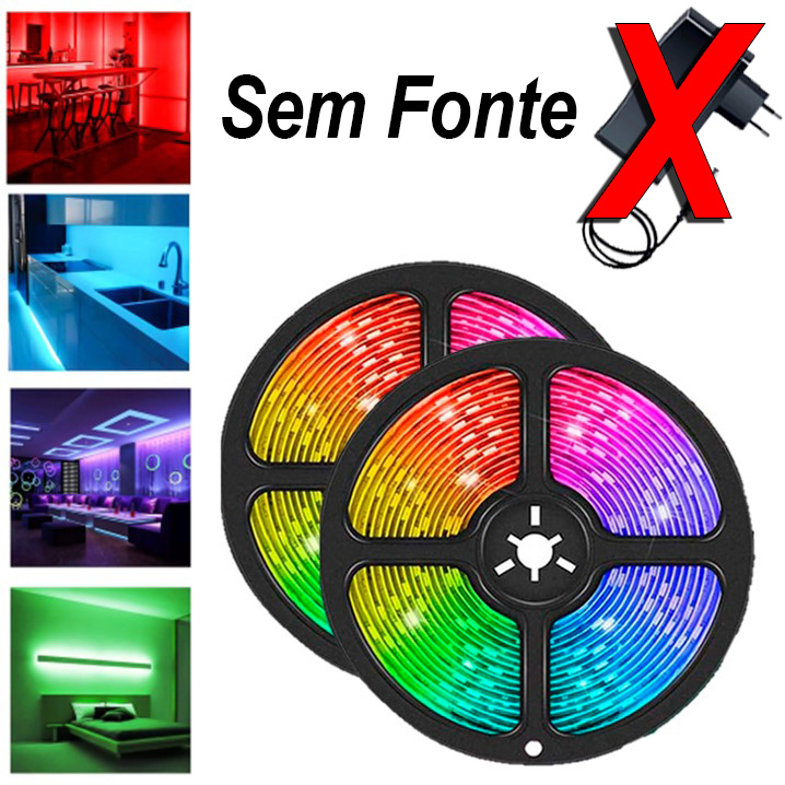 Fita Led RGB De 5 metros Com Controle - Cores Variadas | Shopee Brasil
