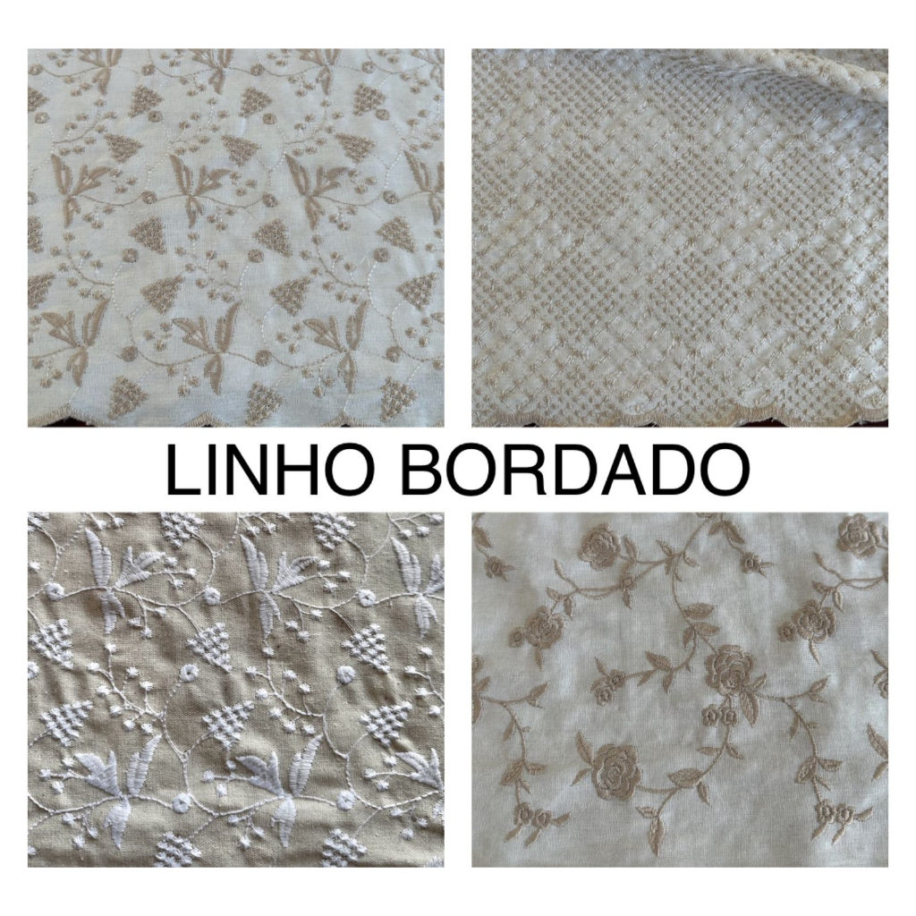 Tecido Linho Bordado/Barrado 1mt X 1,30mt 20%algodão RF149 | Shopee Brasil