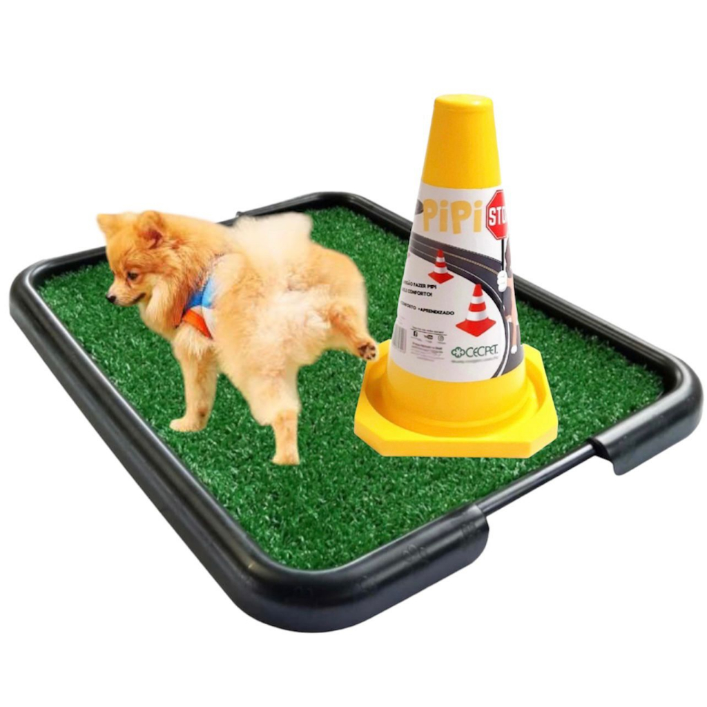Kit Postinho Amarelo Cone + Tapete Higiênico Grama Para Cachorro ...
