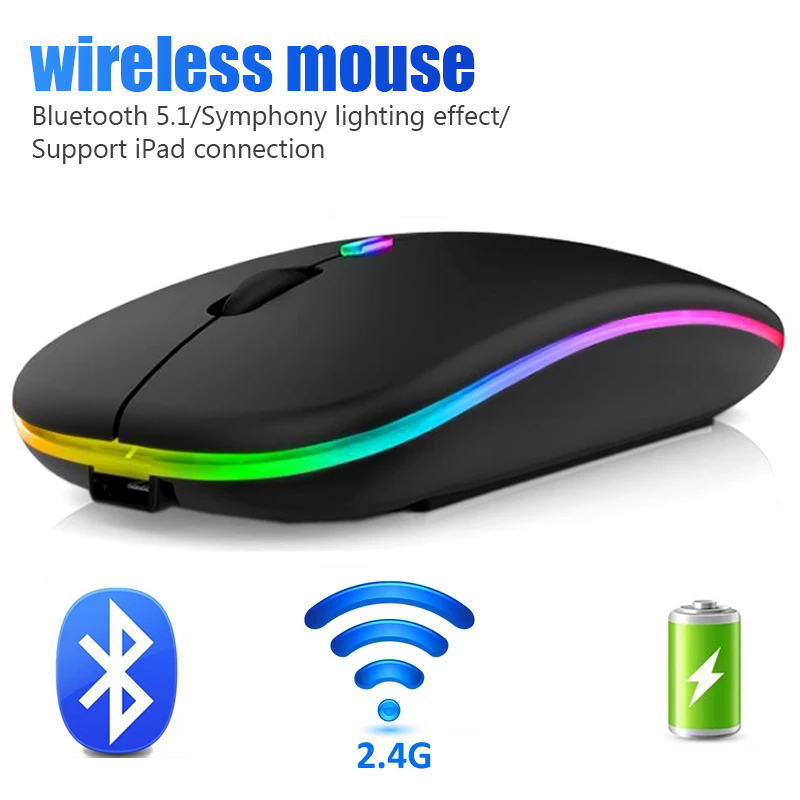 Mouse Sem Fio Wireless Com Bateria Interna Recarregavel 2,4 Ghz Led RGB | Shopee Brasil