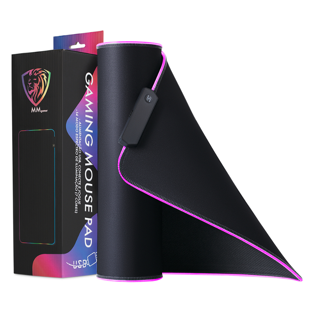 Mouse Pad Gamer Speed Extra 80x30 Borda Led RGB 7 Cores - Escorrega o Preço