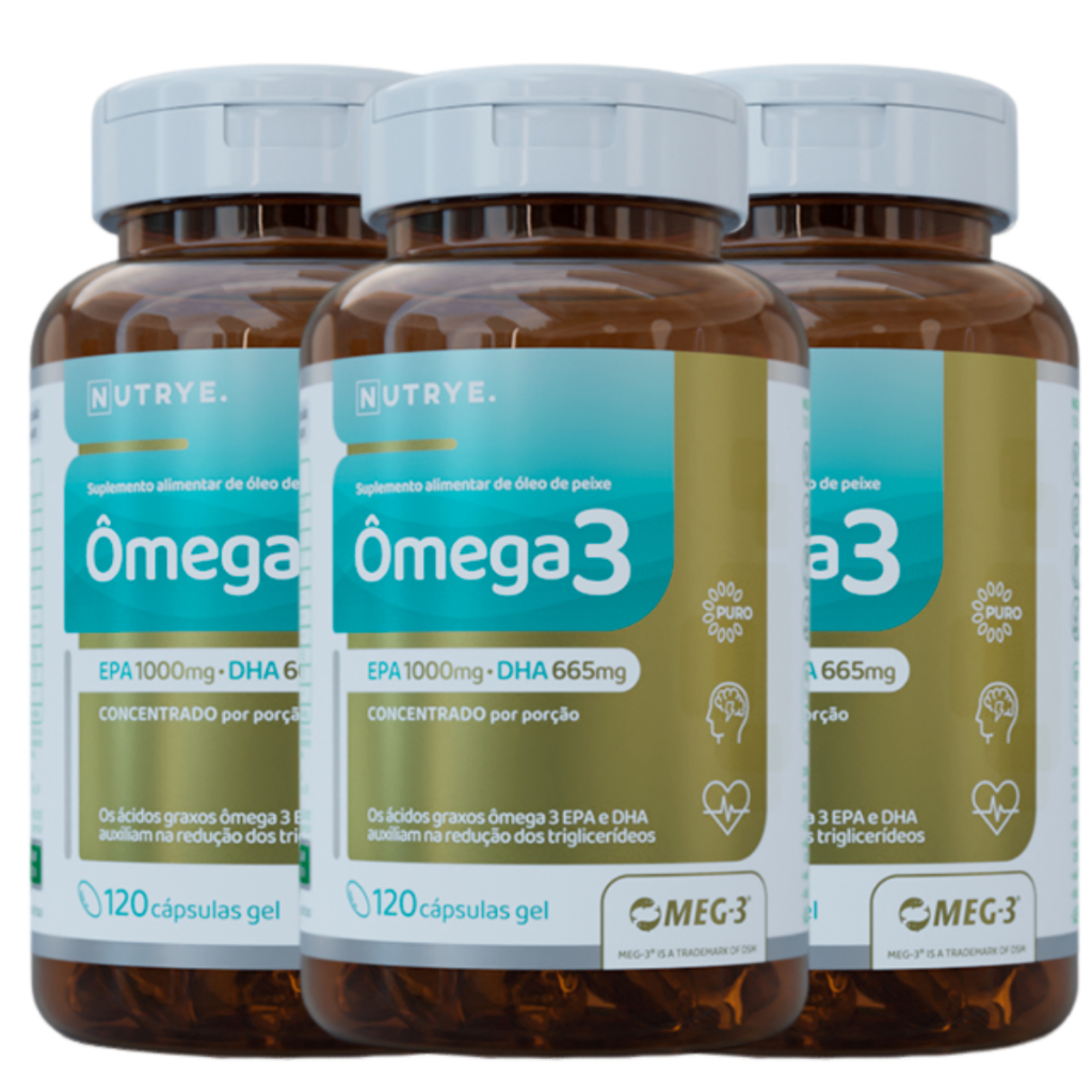 Kit 3 Omega 3 Epa 1000mg Dha 665mg 120 Caps 1000mg com Selo MEG-3 ...